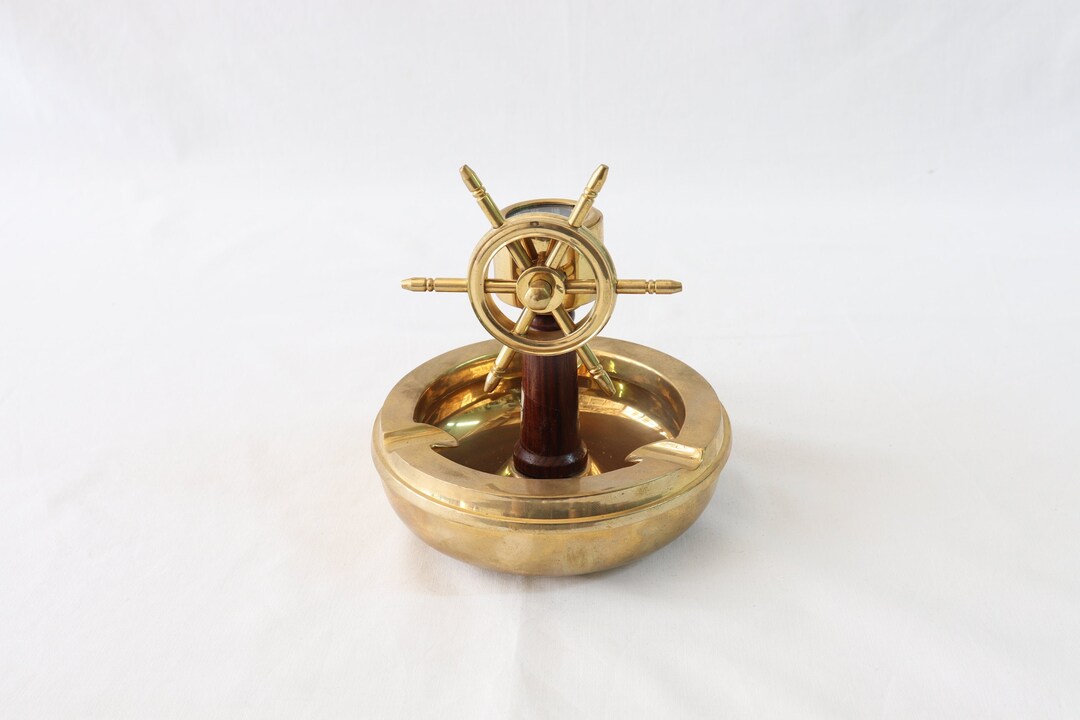 Nautical Ashtray, Nautical Ships Wheel, Nautical Compass, Vintage ...