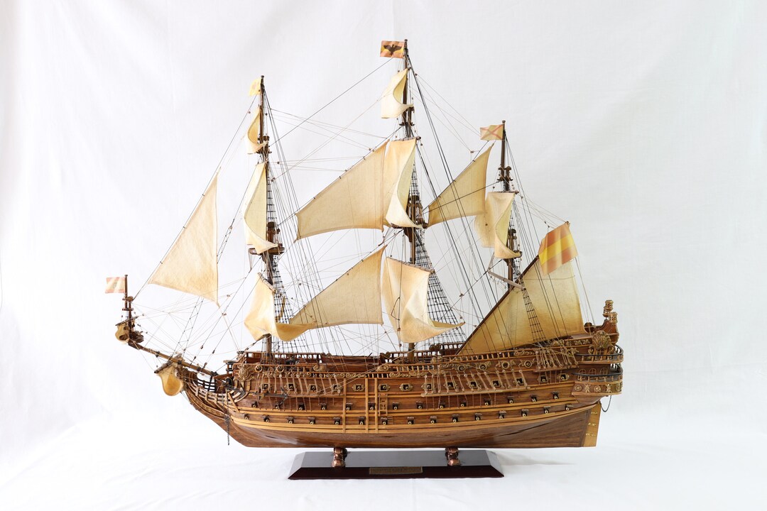 San Felipe Ship Model, Wooden Ship Model, Handmade Ship Model, Antique ...