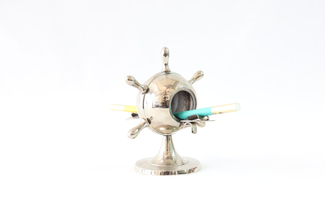 Nautical Ashtray, Nautical Ships Wheel, Metal Ashtray, Windproof ...