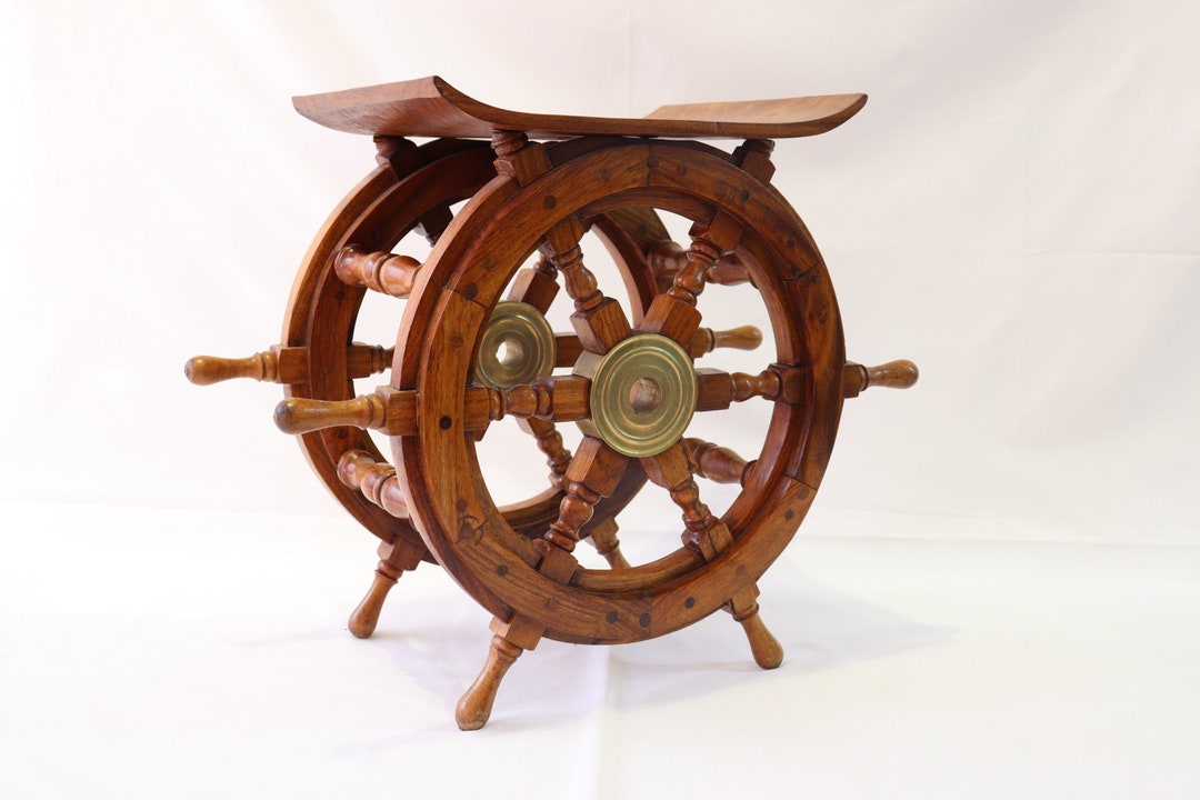 Nautical Ships Wheel Stool, Nautical Stool, Nautical Coffee Table ...