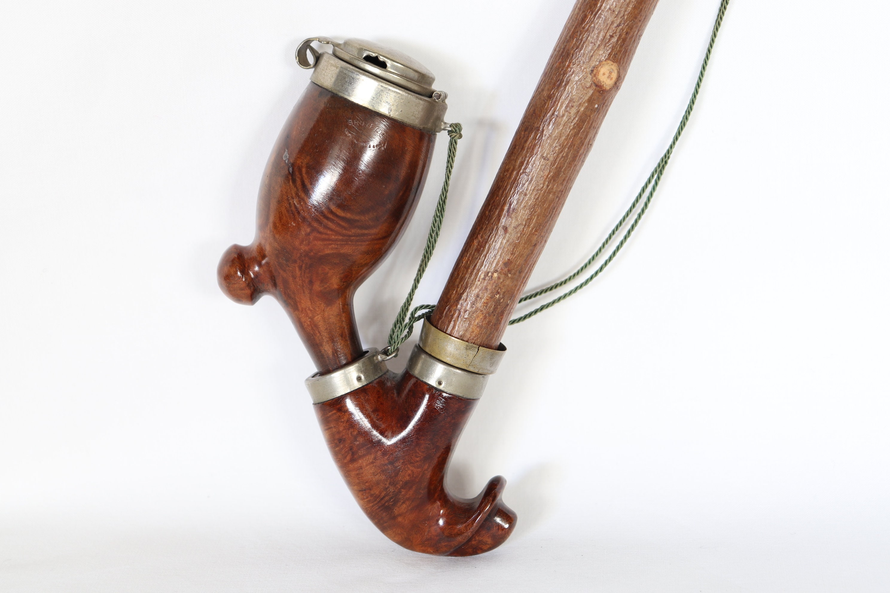 E Foot Pipe, Antique Pipe, Smoking Pipe, Wind Cup Pipe, Bruyere ...