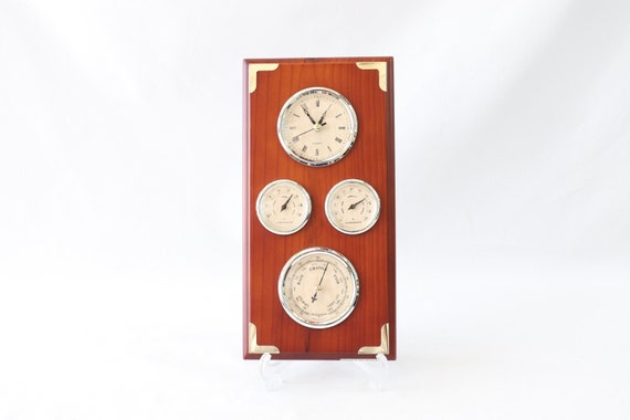 Vintage Weather Station Clock Thermometer Barometer | Etsy