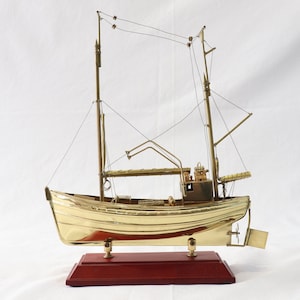 Fishing Boat Model, Hellen, Brass Ship Model, Gold Plated, Metal Ship ...