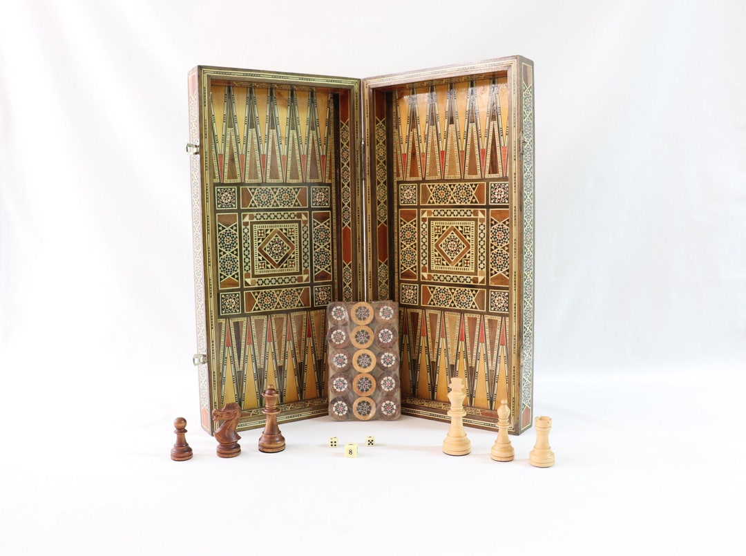 Handmade Backgammon Set, Wooden Backgammon Set, Wooden Chess Set, Chess ...