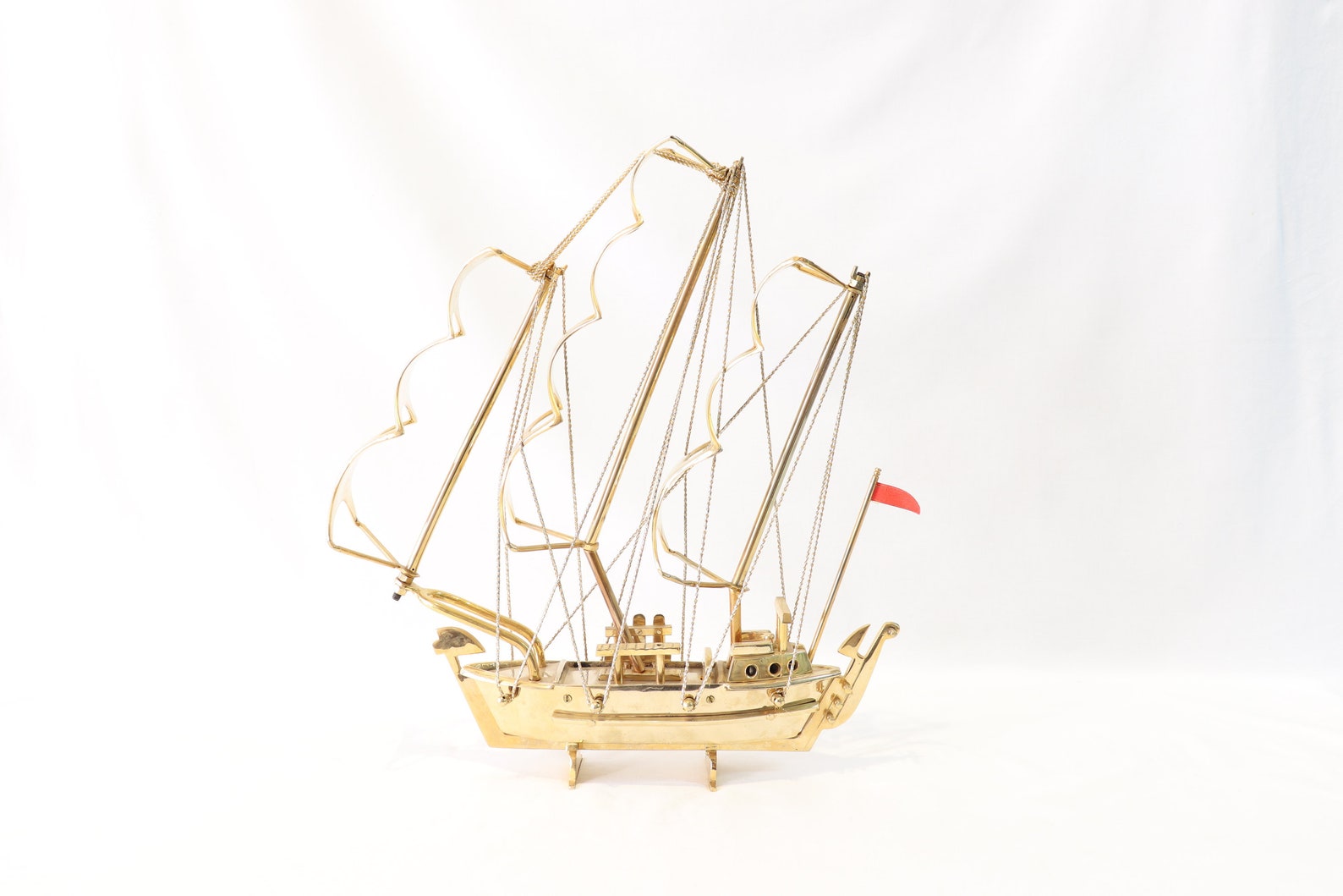 24K Gold Plated Sailboat Model, Brass Sailboat, Gold Sailboat, Vintage ...