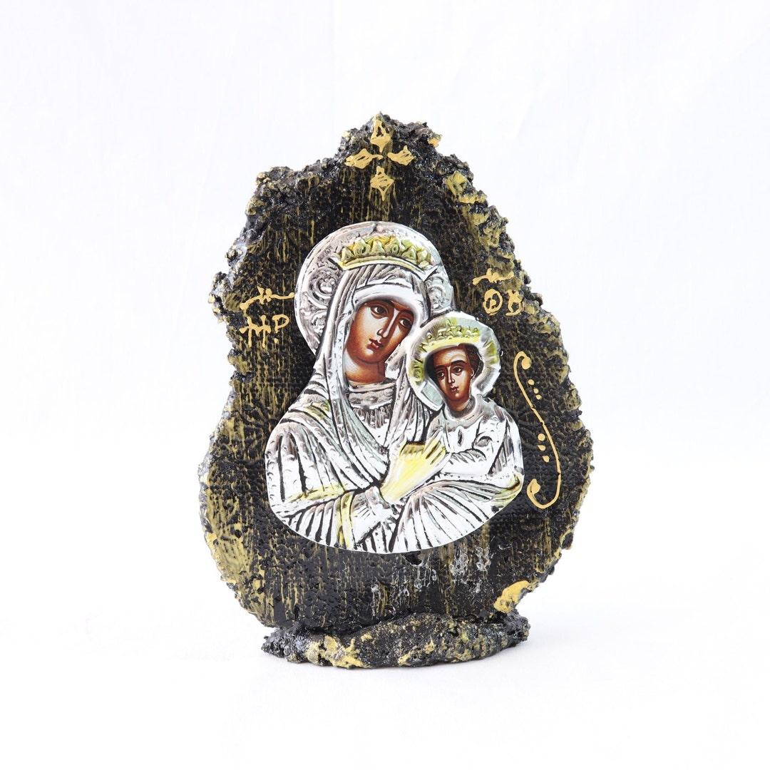 Virgin Mary Icon, Jesus Christ Icon, Handmade Icon, Silver Icon, Gold ...