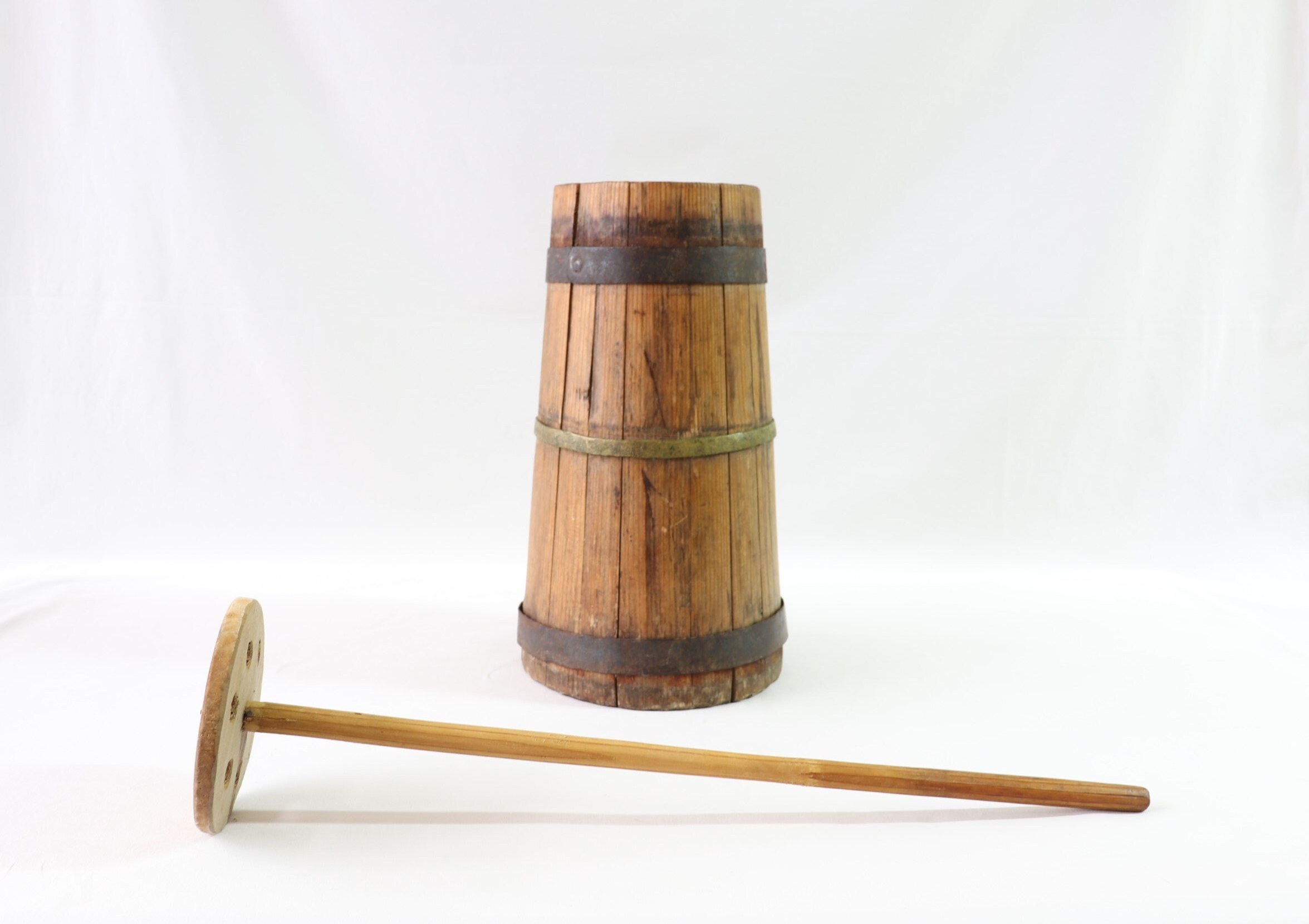 Antique Butter Churn, Wooden Butter Churn, Antique Kitchen Utensil ...