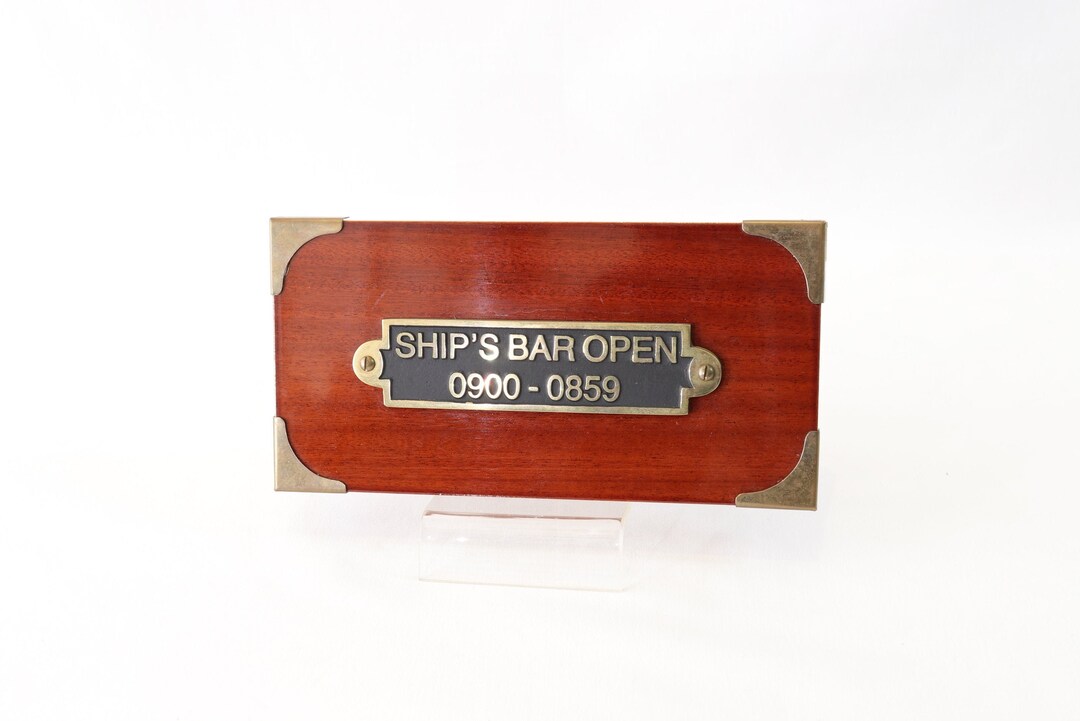 Vintage Nautical Sign, Wooden Nautical Sign, Bar Open Sign, Brass Sign ...