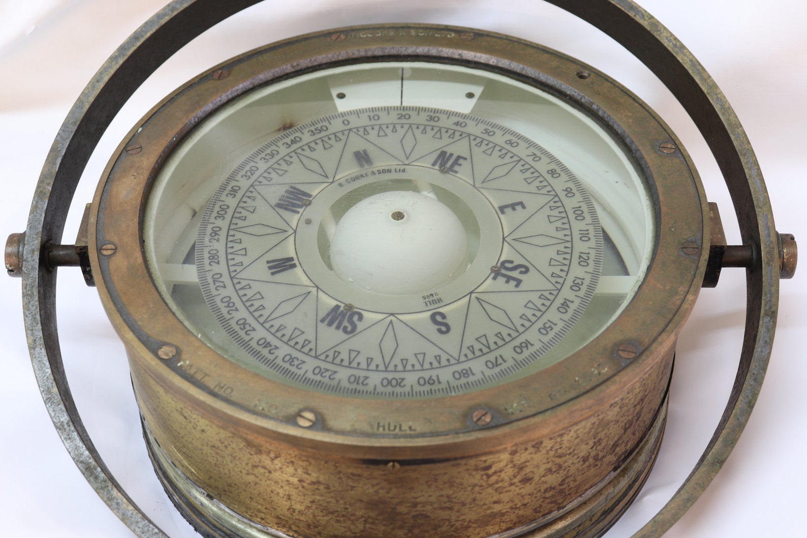 Antique Solid Brass Gimbal Compass Ships Compass Nautical Compass Mariners Compass Maritime