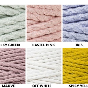 100 Metres 5 Mm Cotton Cord, Triple Twisted Macrame Cord, Twisted 100% ...