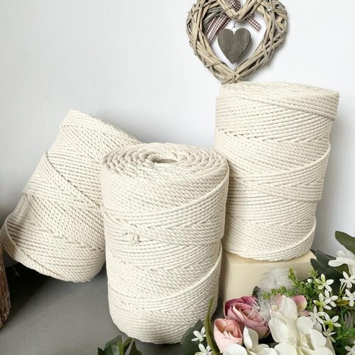 350 M Natural Cotton Cord Triple Twisted Macrame Cord - Etsy