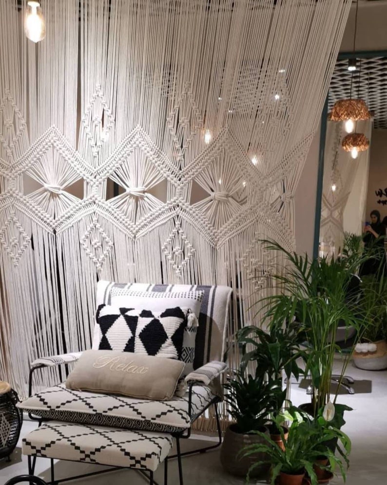 Large Curtain Macrame Large Diamondslarge Macrame Wedding - Etsy