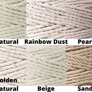 100 Metres 5 Mm Cotton Cord, Triple Twisted Macrame Cord, Twisted 100% ...