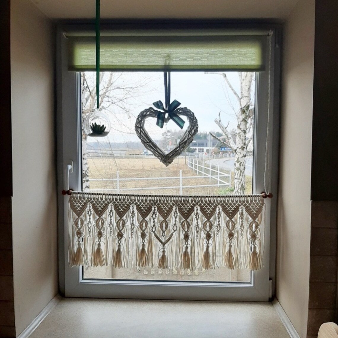 Macrame curtain on the window Curtain macrame large | Etsy