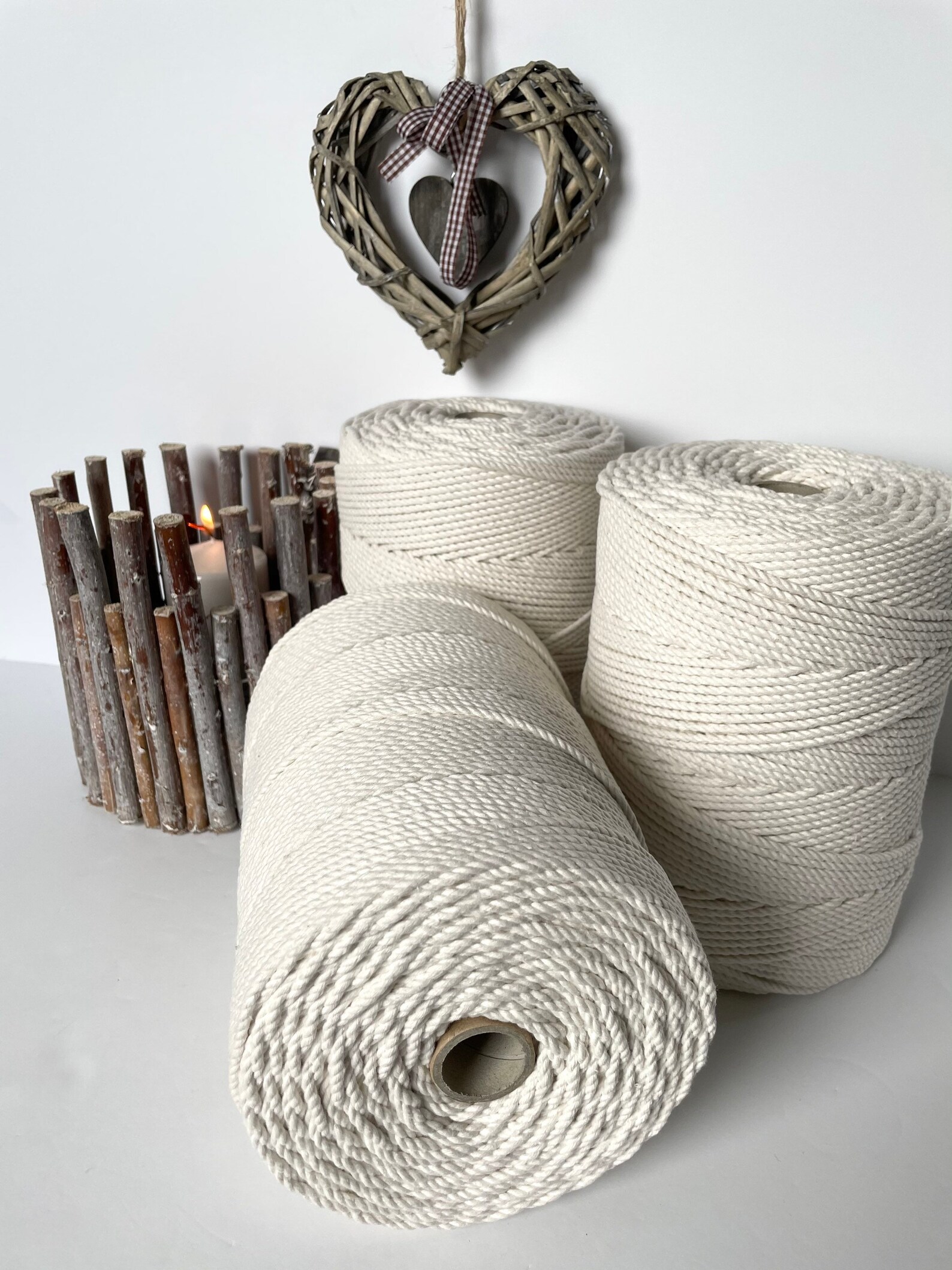 350 M Natural Cotton Cord Triple Twisted Macrame Cord | Etsy