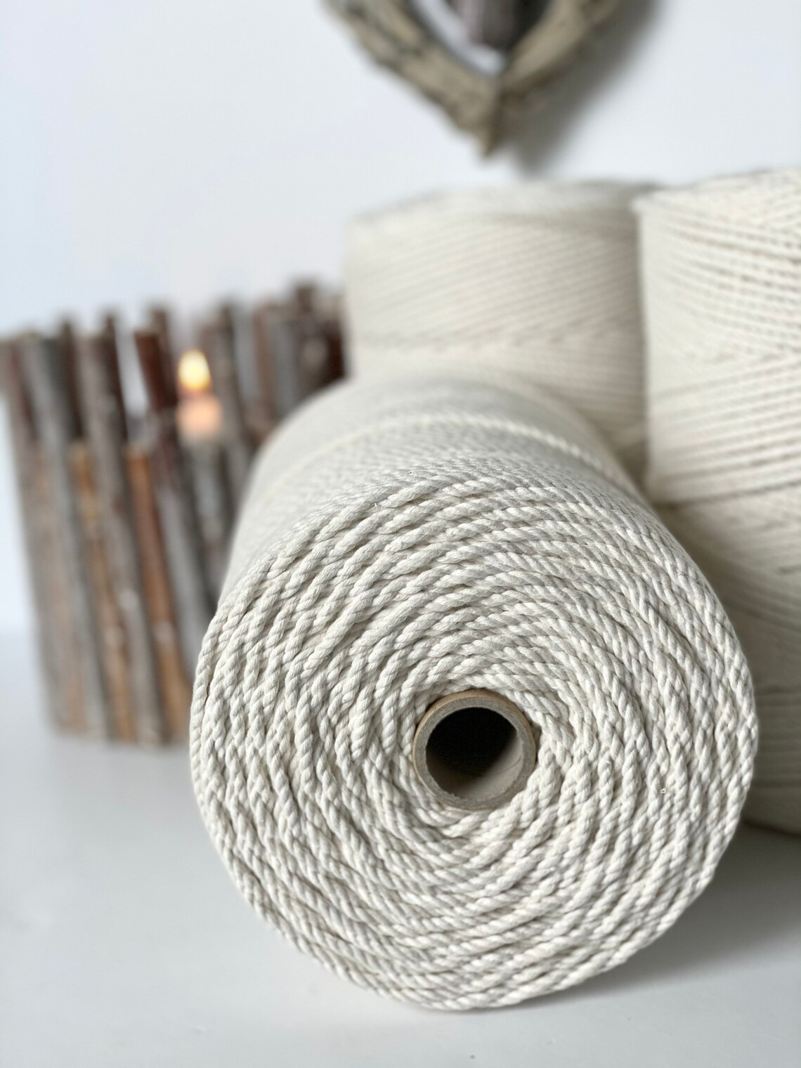 350 M Natural Cotton Cord Triple Twisted Macrame Cord | Etsy