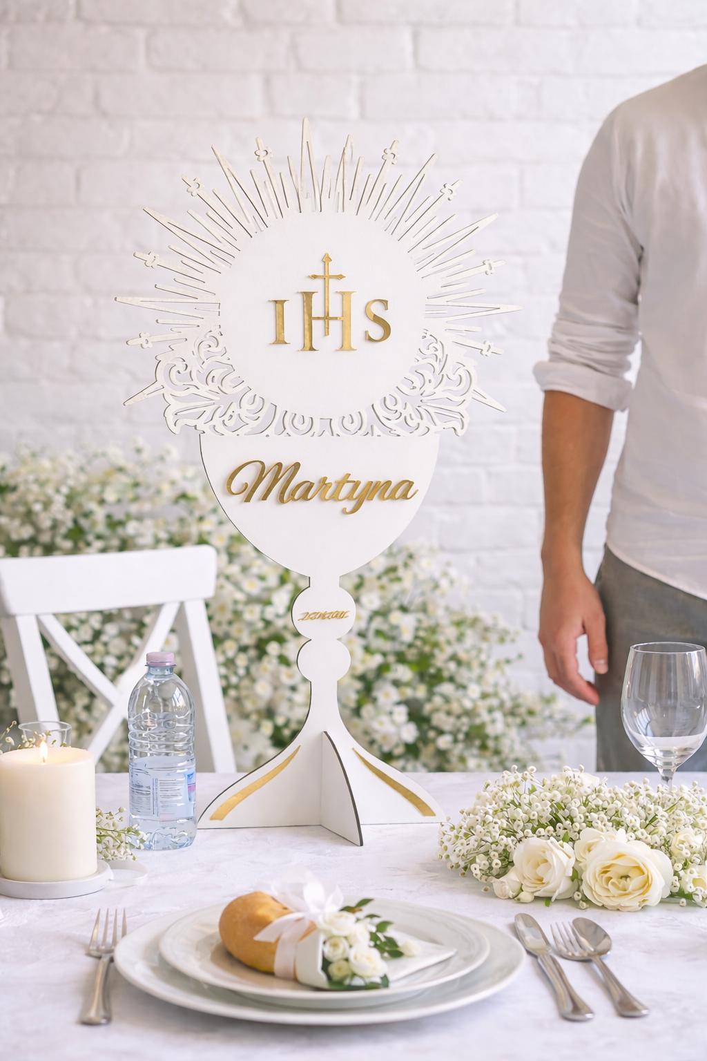 Personalized First Holy Communion IHS Table Decoration 65 Cm | White ...