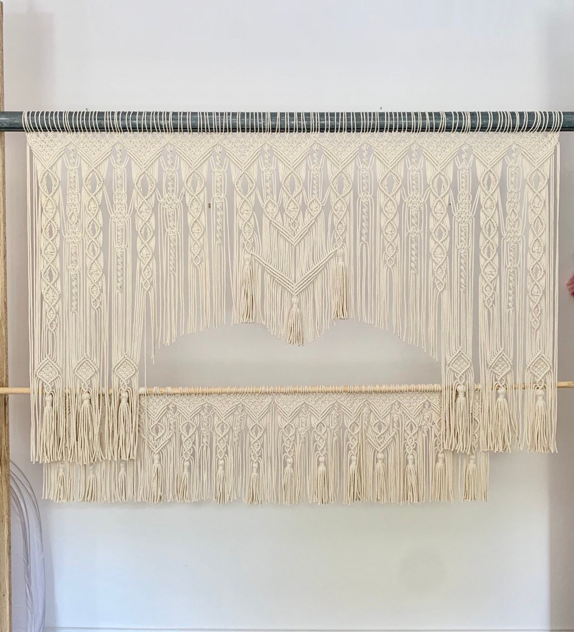 Macrame curtain on the window Curtain macrame large | Etsy