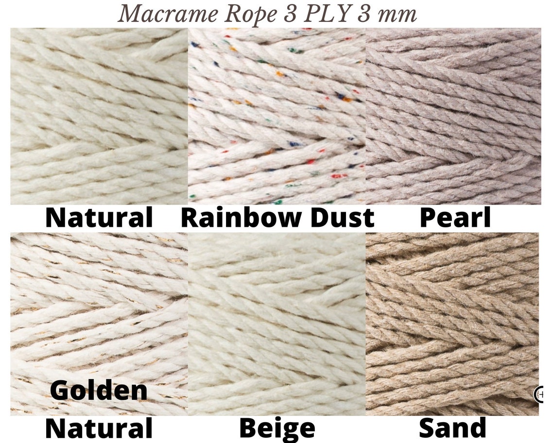100 Metres 3 Mm Cotton Cord Triple Twisted Macrame Cord - Etsy