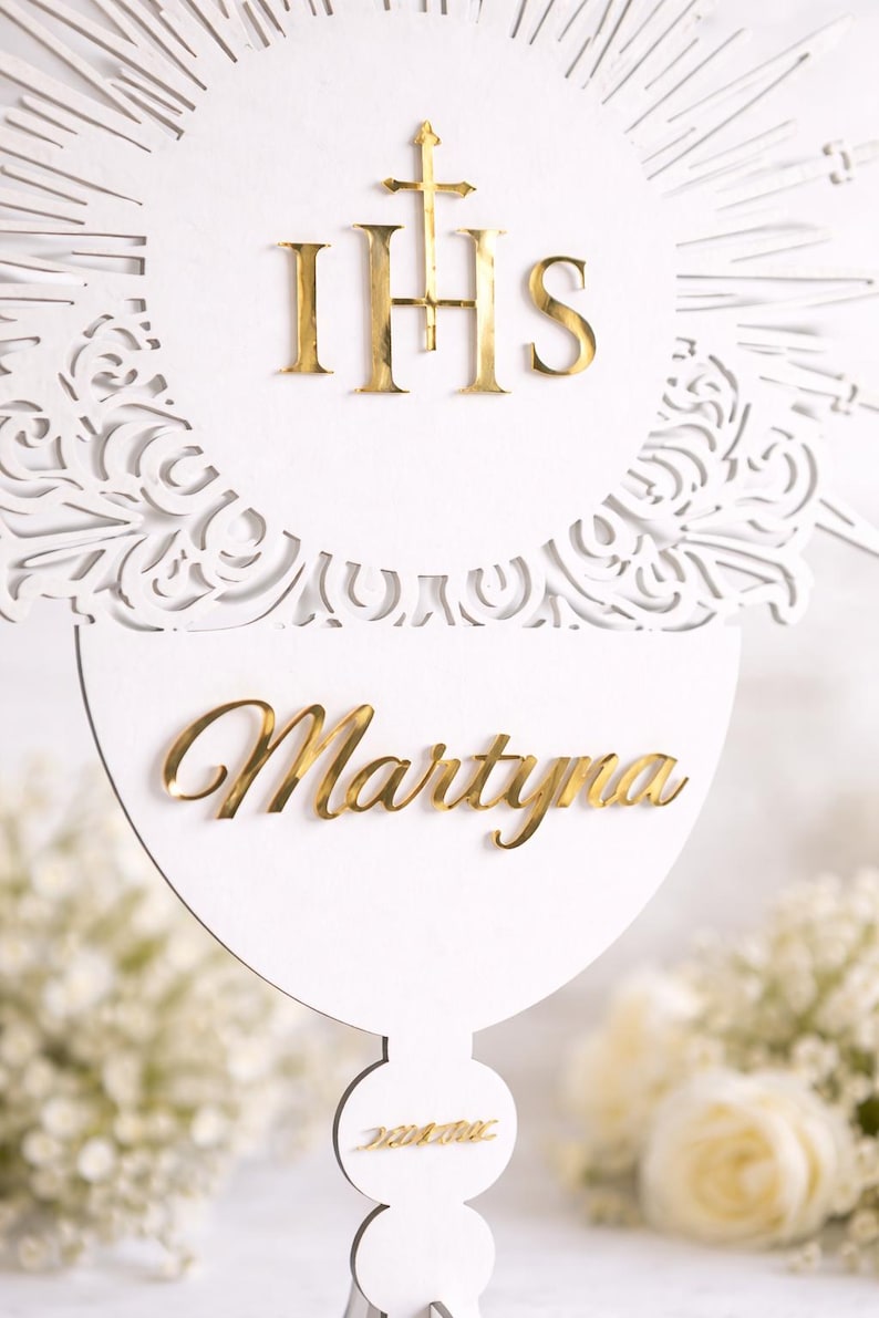 Personalized First Holy Communion IHS Table Decoration 65 Cm | White ...