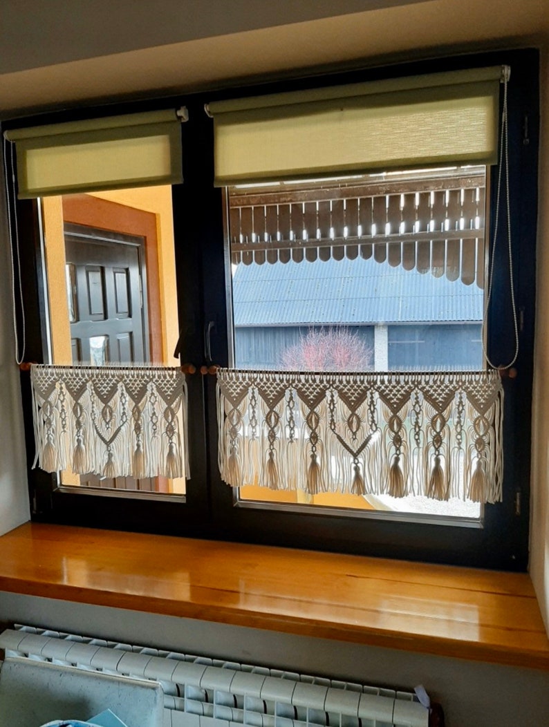 Macrame Curtain on the Window curtain Macrame Large - Etsy