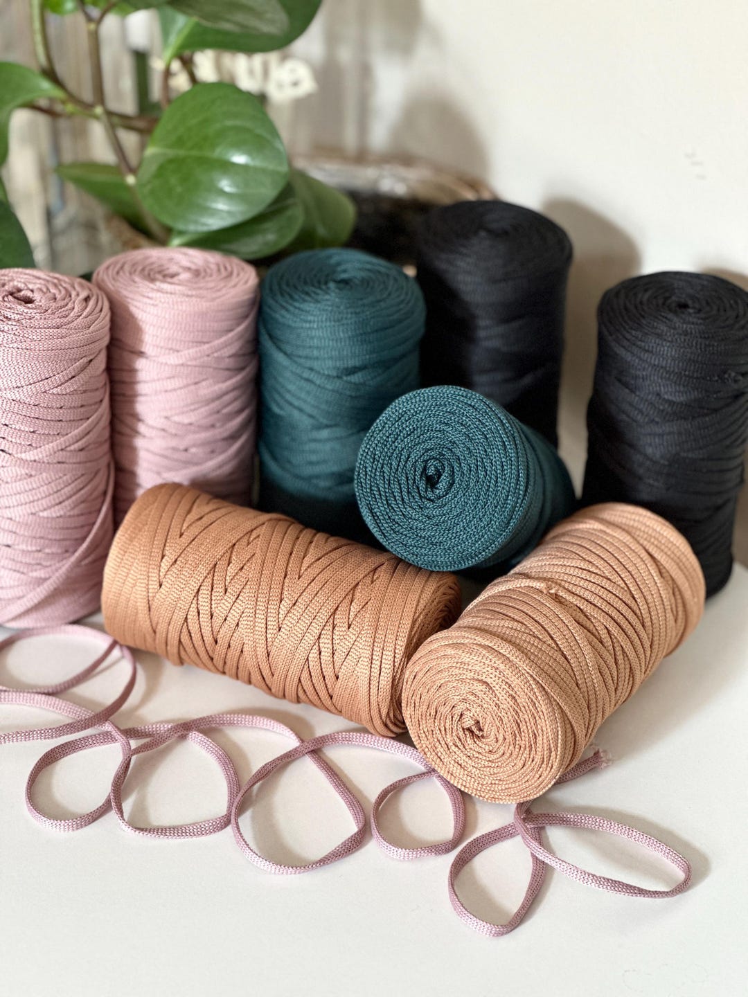 5mm 100m Polyester Ribbon Yarn for Crocheted Macrame,handmade Knitting ...