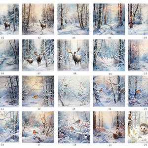 Digital Winter Woodland Watercolor Paper, Fox, Deer, Bear, Wolves ...