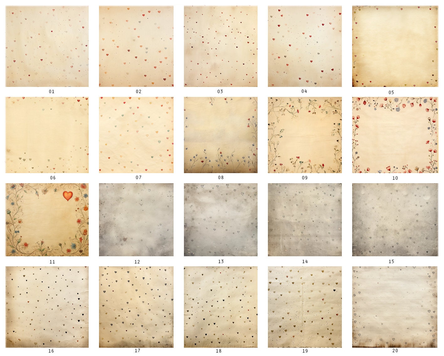 Digital Download | Printable Antique Hearts | Parchment Paper - Etsy