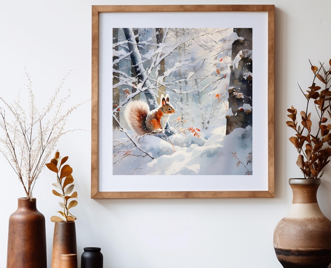 Digital Winter Woodland Watercolor Paper, Fox, Deer, Bear, Wolves ...