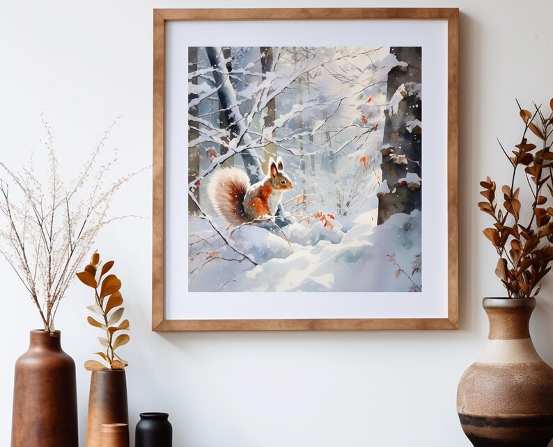 Digital Winter Woodland Watercolor Paper, Fox, Deer, Bear, Wolves ...