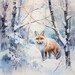 Digital Winter Woodland Watercolor Paper, Fox, Deer, Bear, Wolves ...