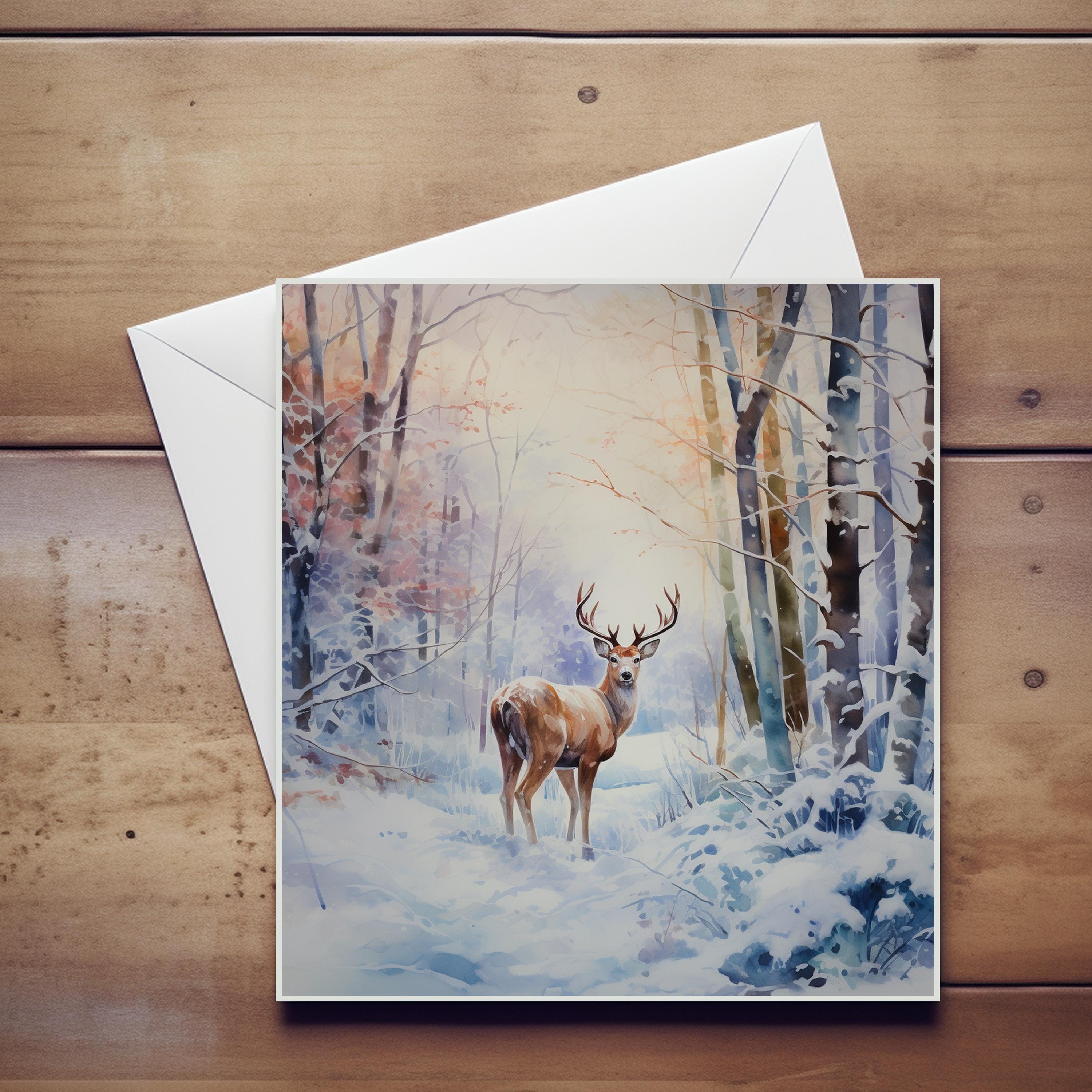 Digital Winter Woodland Watercolor Paper, Fox, Deer, Bear, Wolves ...