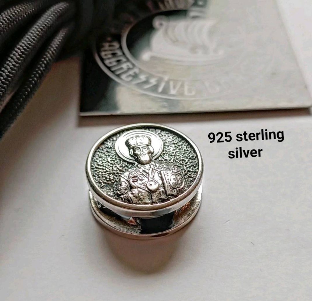 Saint Nicholas Symbol. 925 Sterling Silver Round Bead. Bead for ...