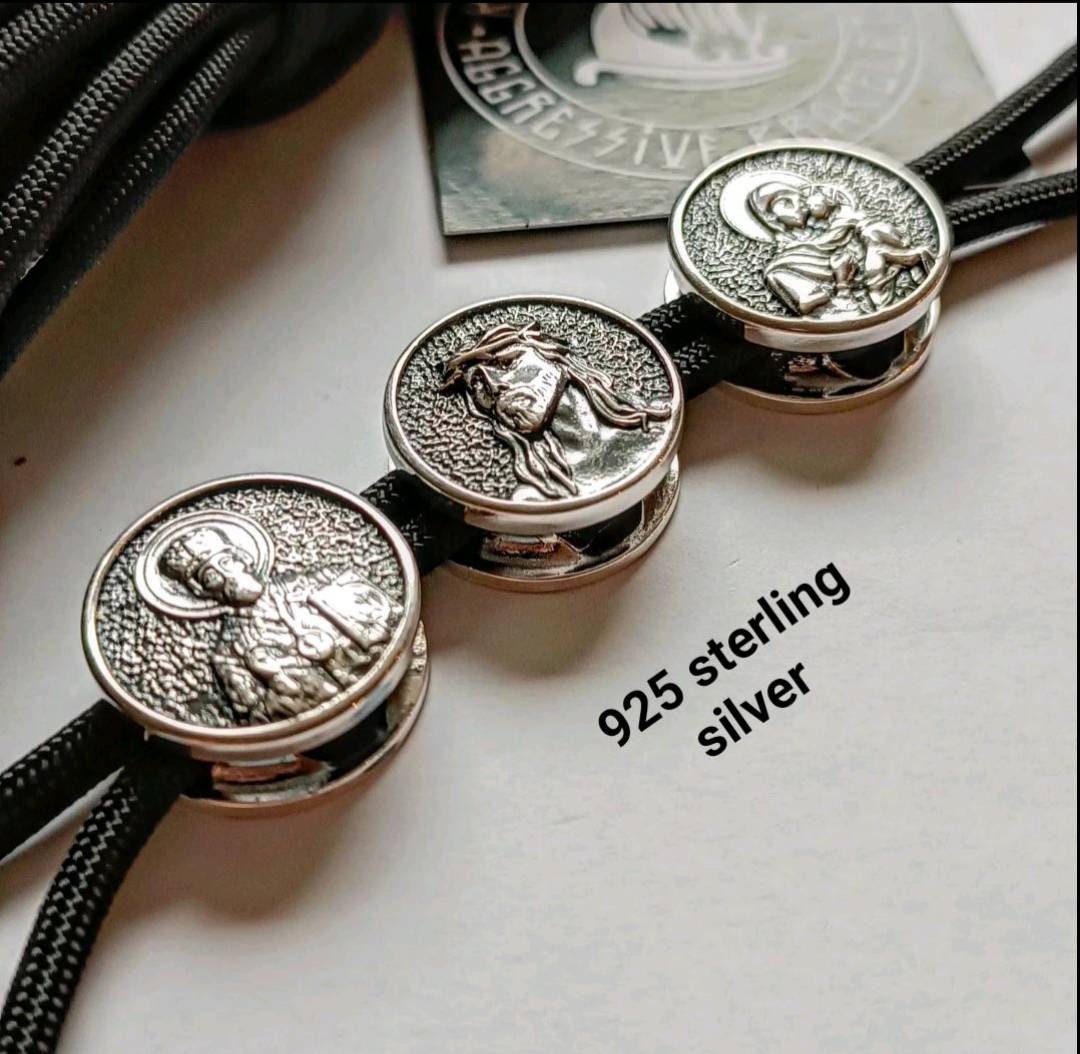 Jesus Christ Symbol. 925 Sterling Silver Round Bead. Bead for - Etsy