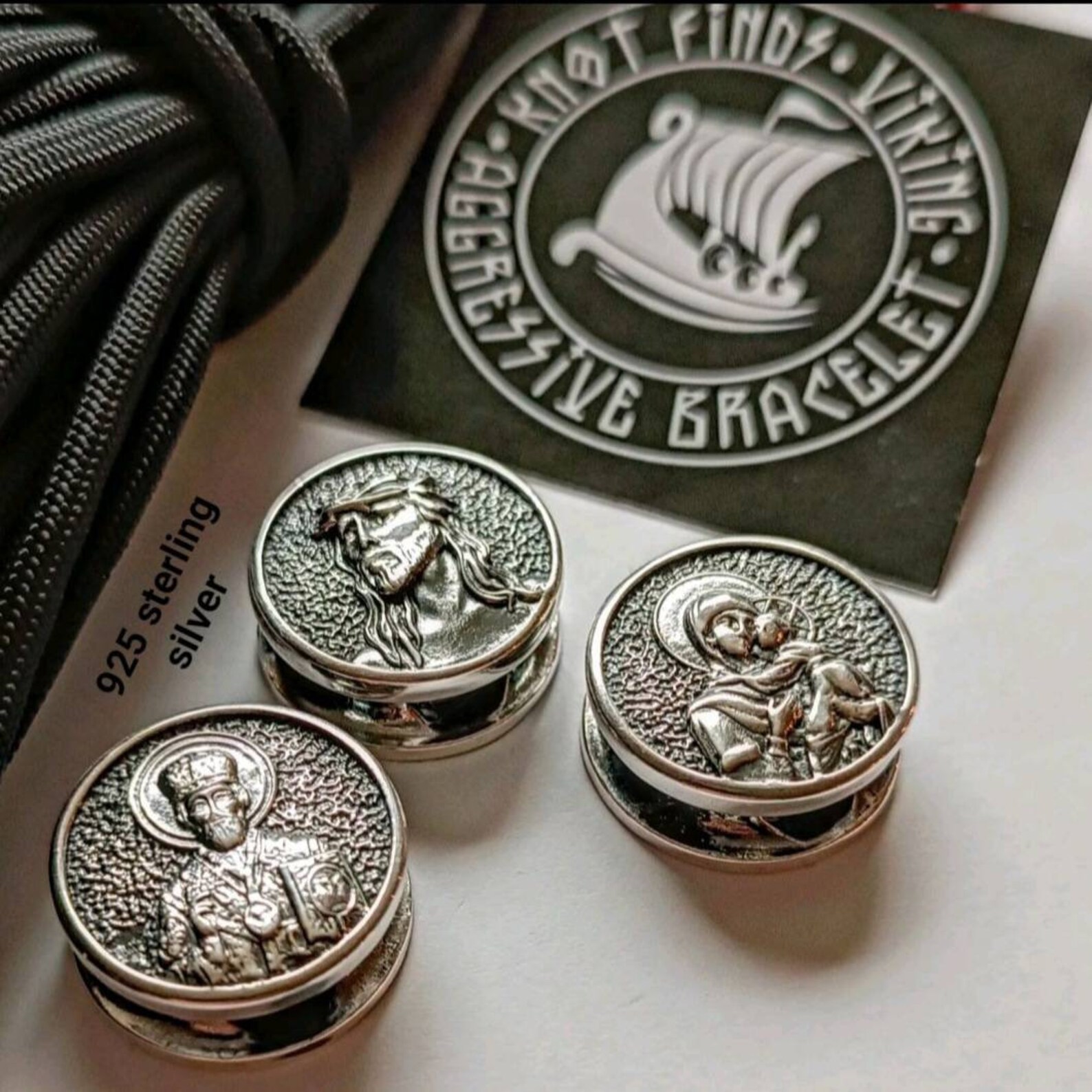 Jesus Christ Symbol. 925 Sterling Silver Round Bead. Bead for - Etsy