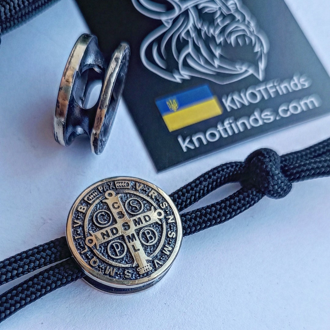 Saint Benedict Cross Brass Bead – Exorcism Medal for Paracord Bracelet ...