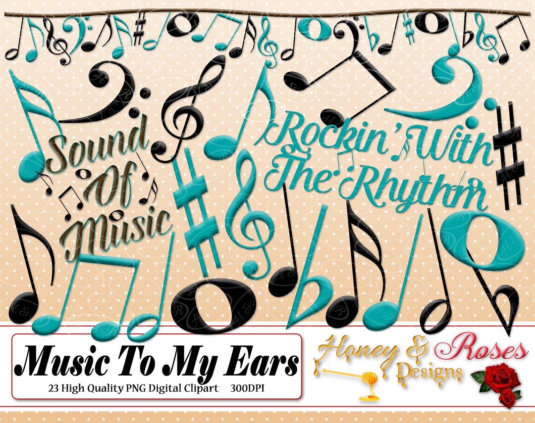 MUSIC Digital Clipart, 300DPI, Musical, Music Notes, Sound of Music ...