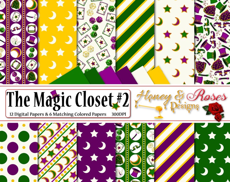 THE MAGIC CLOSET #2 Digtal Papers & Clipart, 12" X 12" High Quality ...