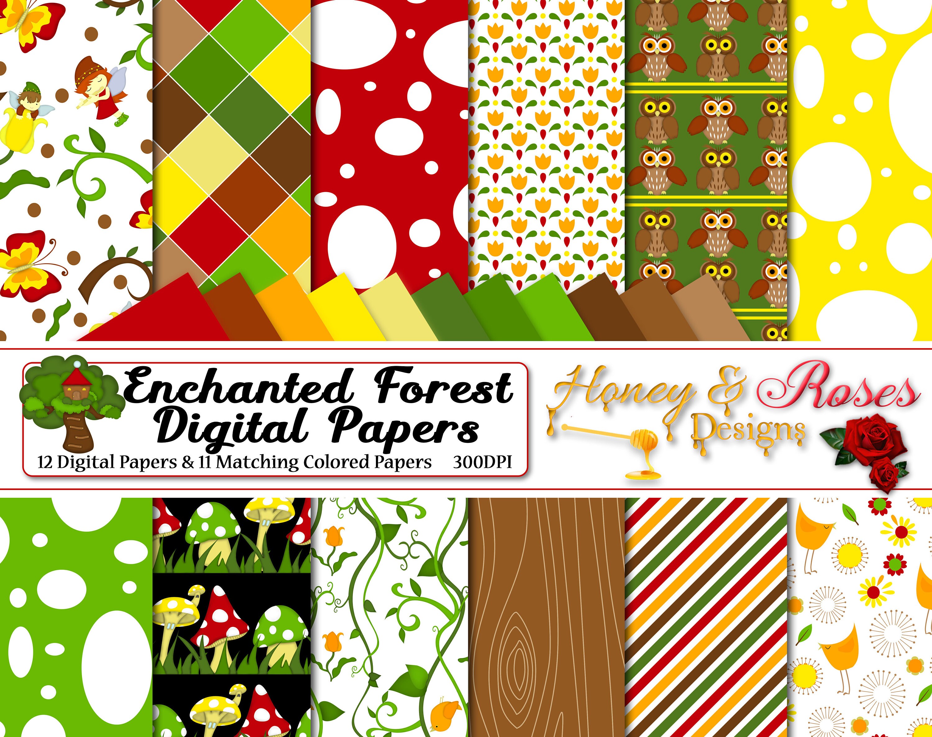 ENCHANTED FOREST Digital Papers 12 X 12 High - Etsy