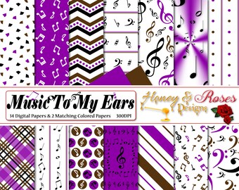 MUSIC Digital Papers 12 X 12 High Quality Jpegs | Etsy