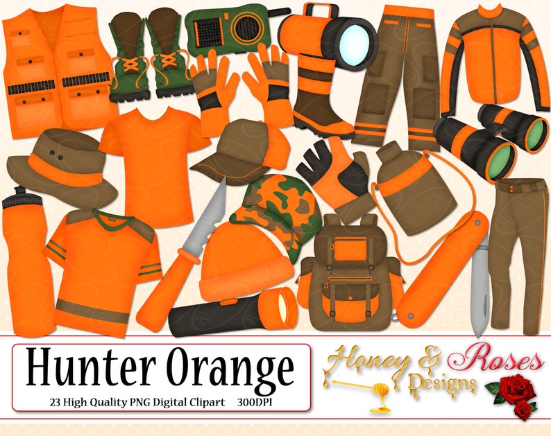 HUNTER ORANGE Digital Clipart High Quality 300DPI Elements - Etsy
