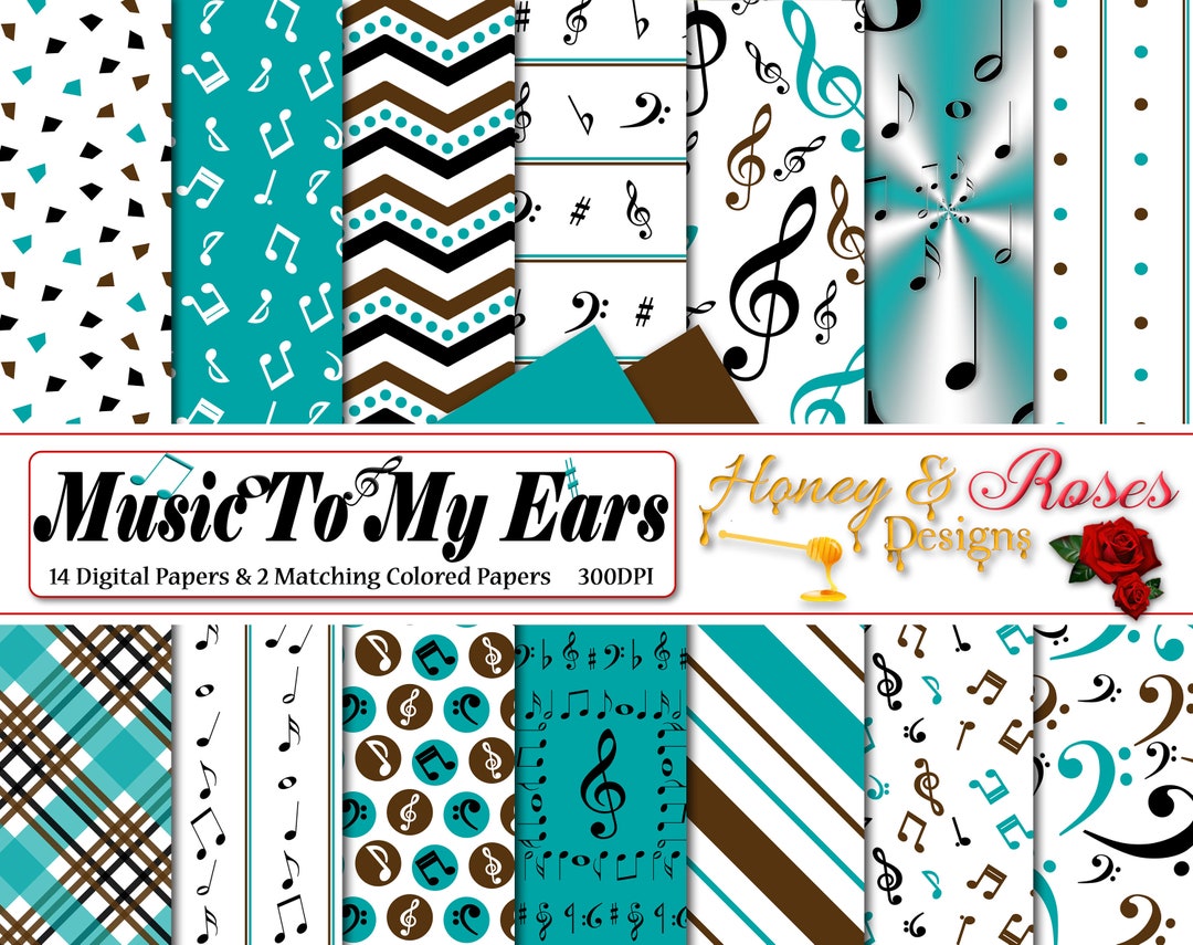 MUSIC Digital Papers, 12" X 12", High Quality Jpegs, Musical, Music ...