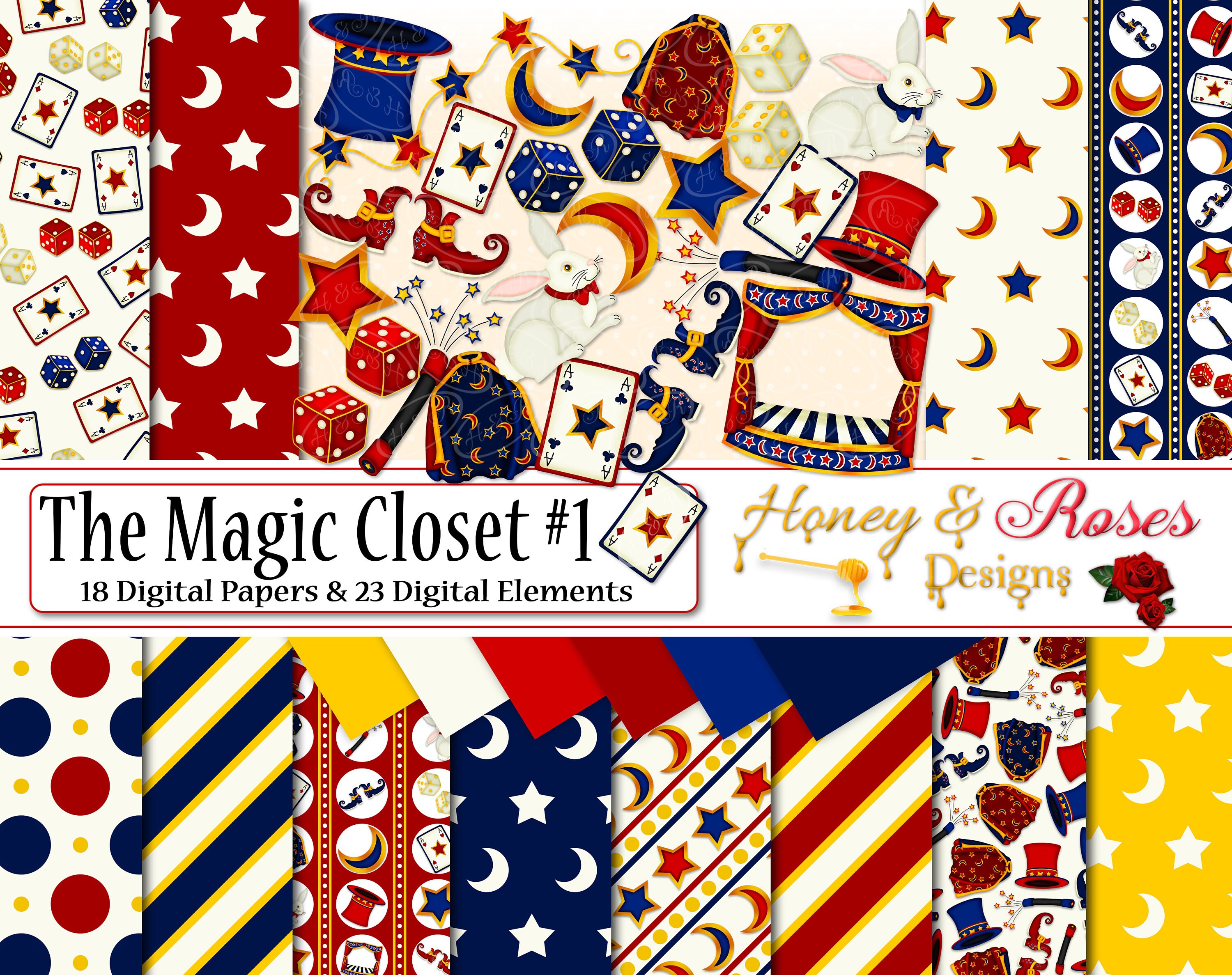 THE MAGIC CLOSET #1 Digtal Papers & Clipart, 12" X 12" High Quality ...