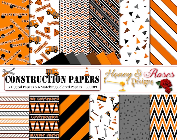 CONSTRUCTION Digital Papers 12 x 12 High Quality | Etsy