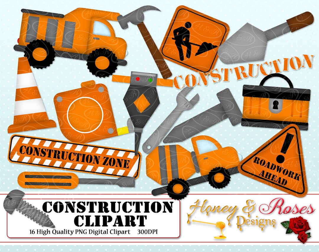 CONSTRUCTION Digital Clipart, 300DPI High Quality PNG Elements, Tools ...