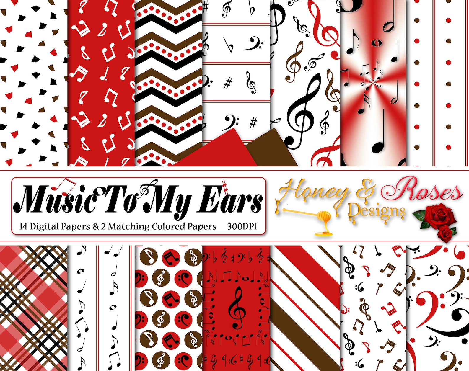 MUSIC Digital Papers, 12" X 12", High Quality Jpegs, Musical, Music ...