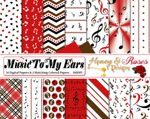 MUSIC Digital Papers 12 X 12 High Quality Jpegs - Etsy