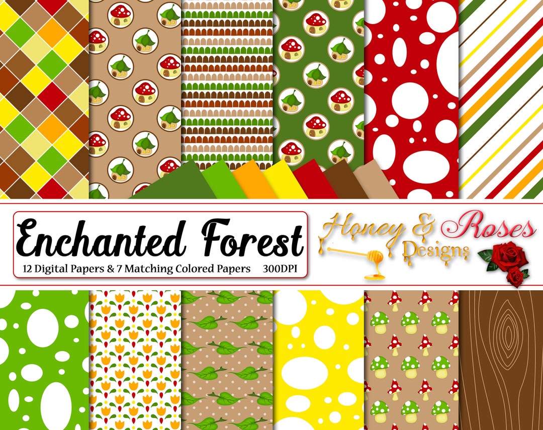 ENCHANTED FOREST Digital Papers, 12" X 12" High Quality Jpegs, Fairy ...