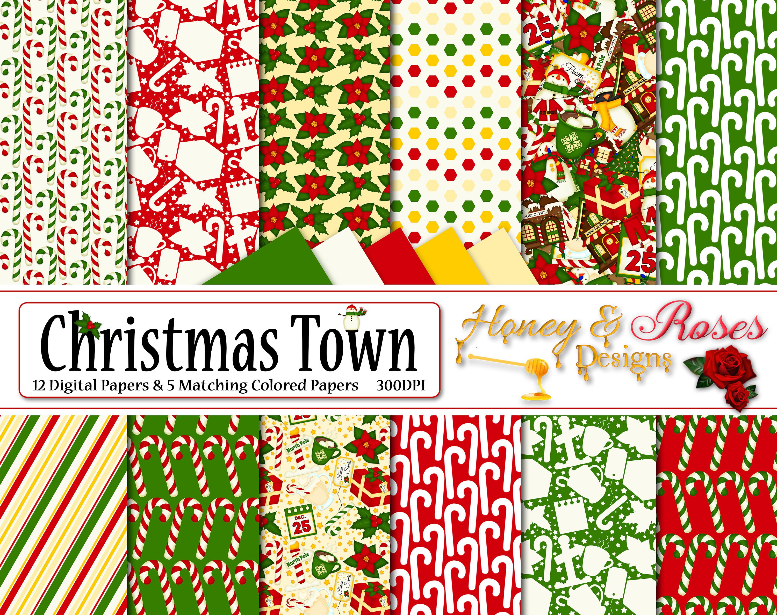 CHRISTMAS TOWN Digtal Papers & Clipart 12 X 12 - Etsy