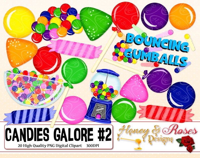 CANDIES GALORE #2 Digital Clipart, High Quality 300DPI Elements, Candy ...